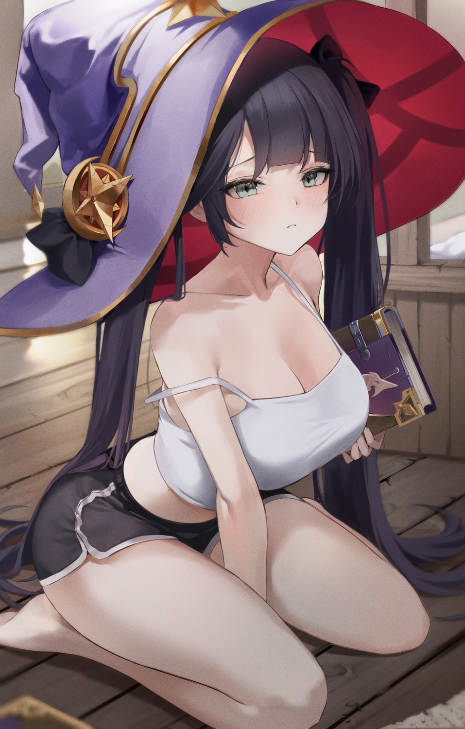 haku (liiixixixiii) genshin impact mona megistus cleavage no bra witch | #1079379 | yande.re